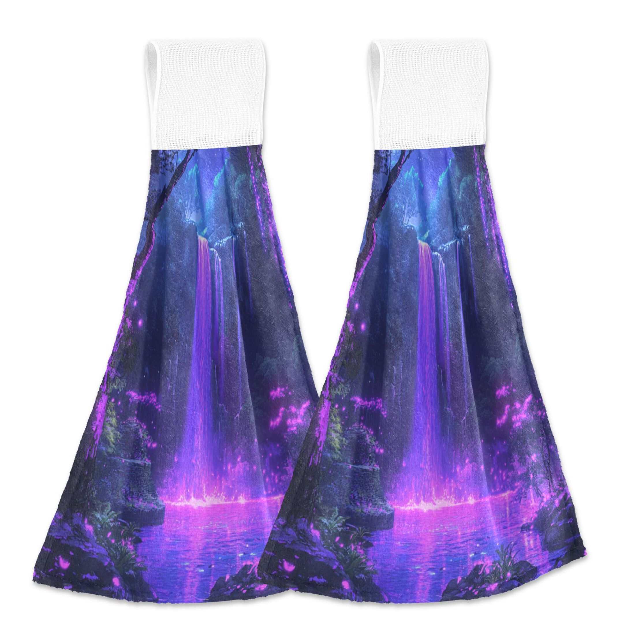 2pcs Kitchen Hanging Towels Bathroom Hanging Towels Velcro Soft Hand ...