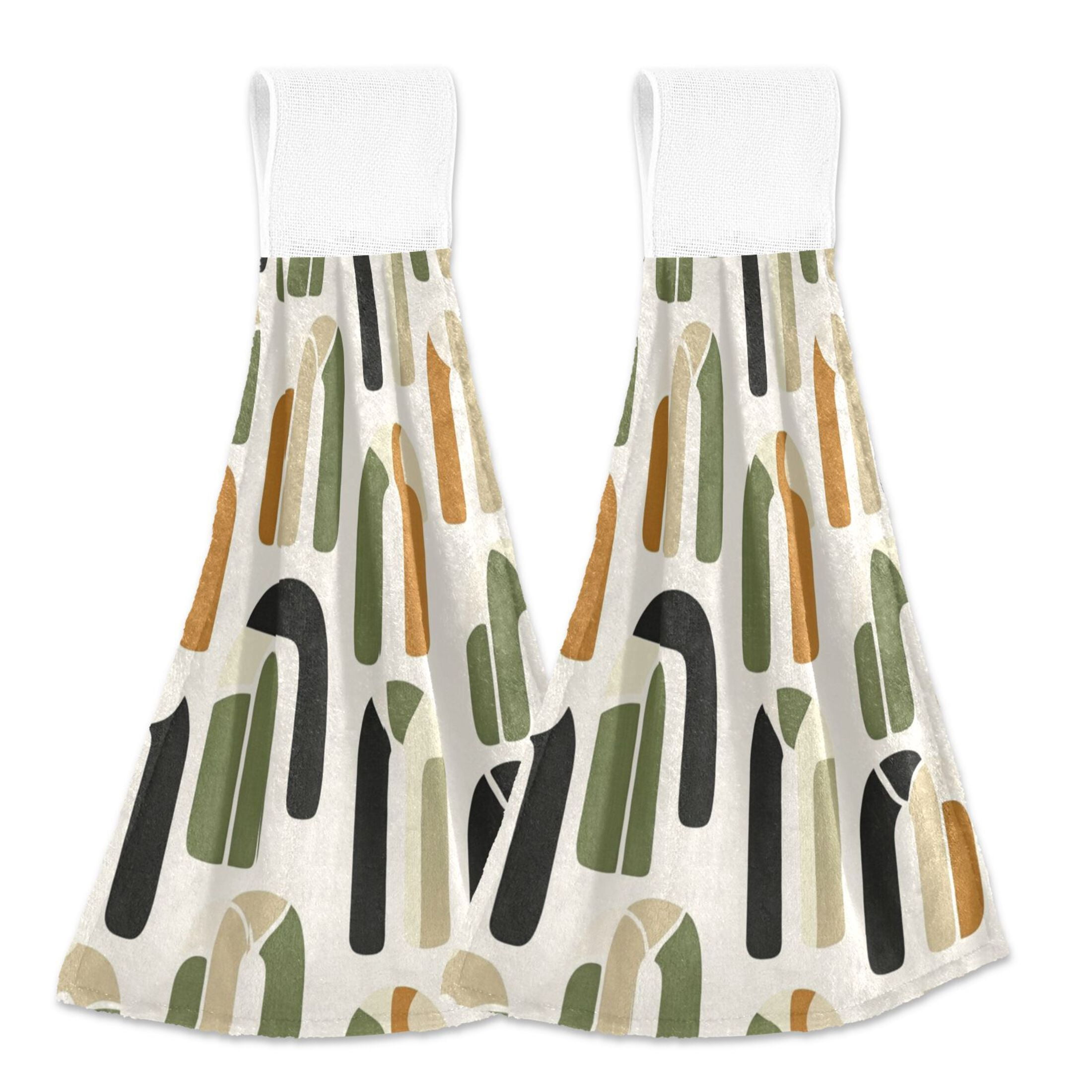 2pcs Kitchen Hanging Towels Bathroom Hanging Towels Velcro Soft Hand ...