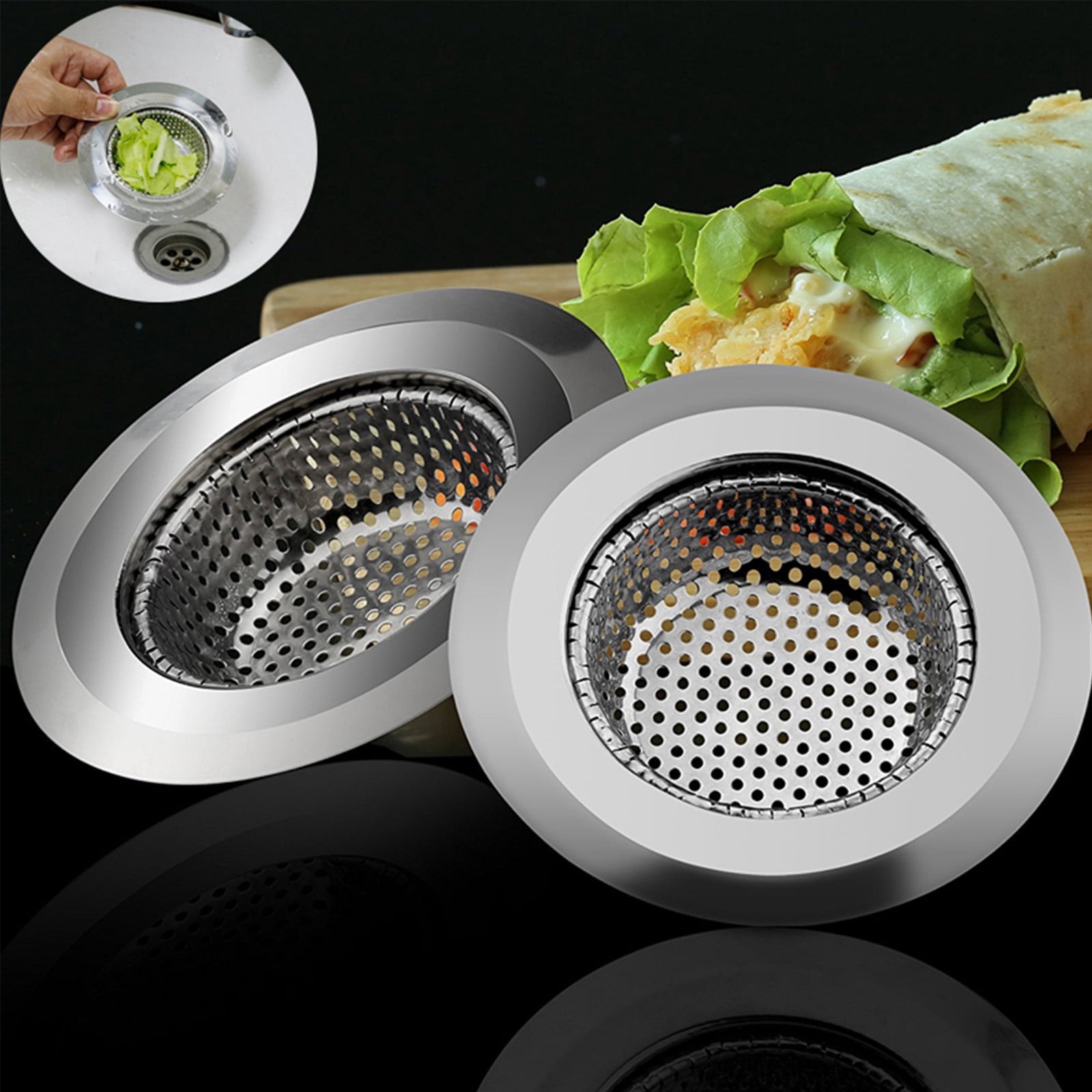 2pcs Kitchen Sink Strainer, 4.3" Stainless Steel Large Wide Rim Sink ...