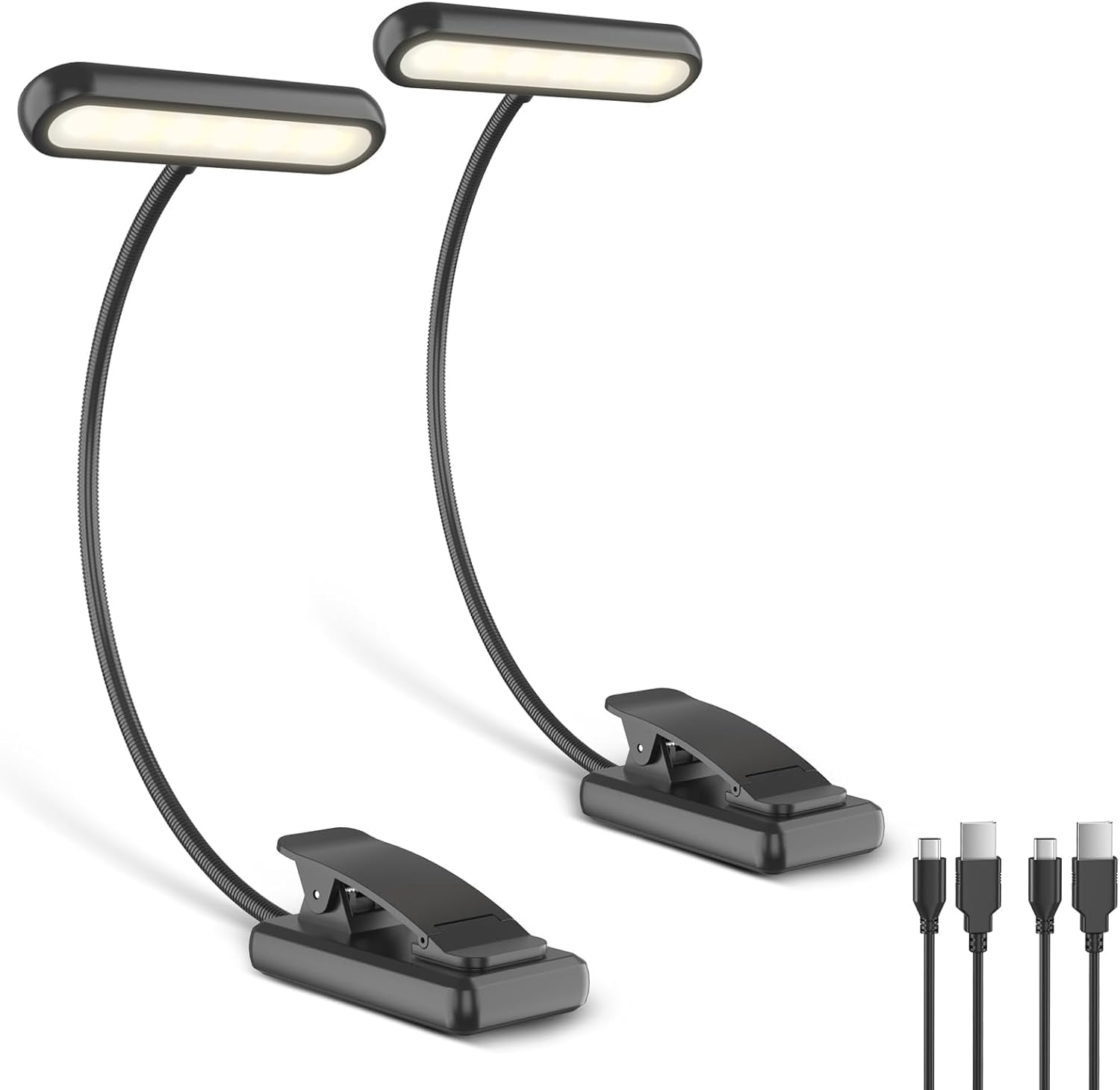 2pcs LED Book Light 3 CCT Dimmable USB Rechargeable 10 Brightness ...