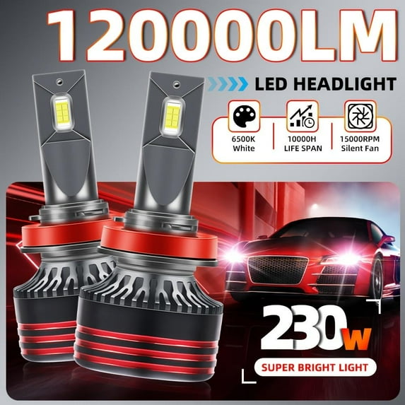 2pcs LED Headlight Bulb H1 H4 H7 H11 9005/HB3 9006/HB4 High Power 6500K ...