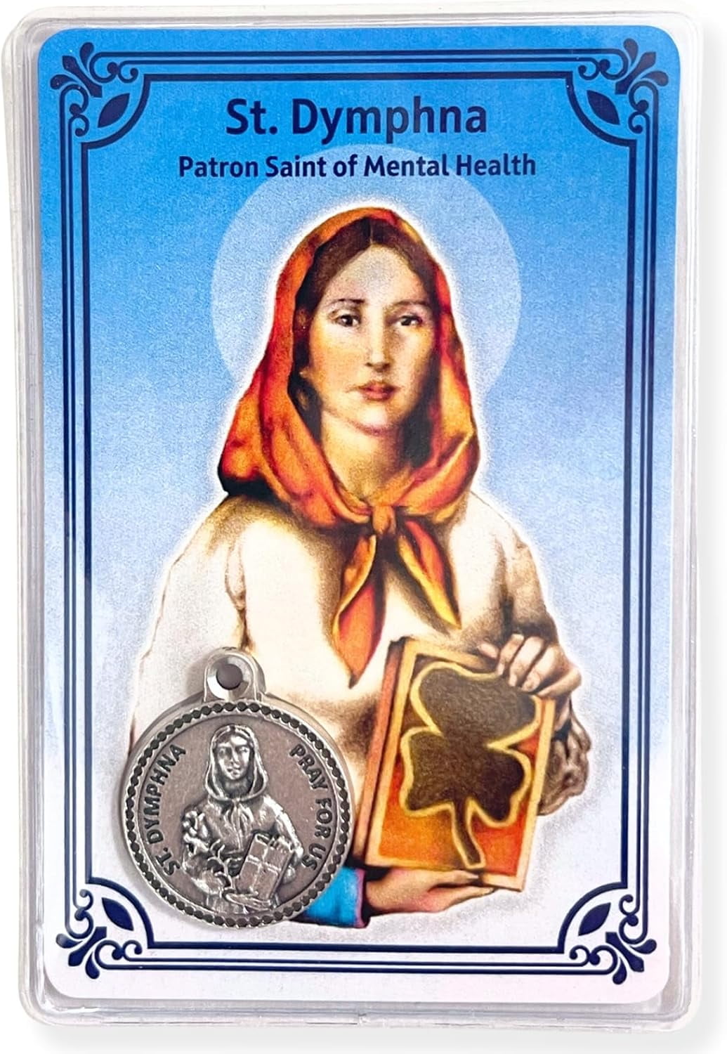 2pcs Laminated St Dymphna Catholic Prayer Card with St Dymphna Medal - Wallet Size Devotional ...