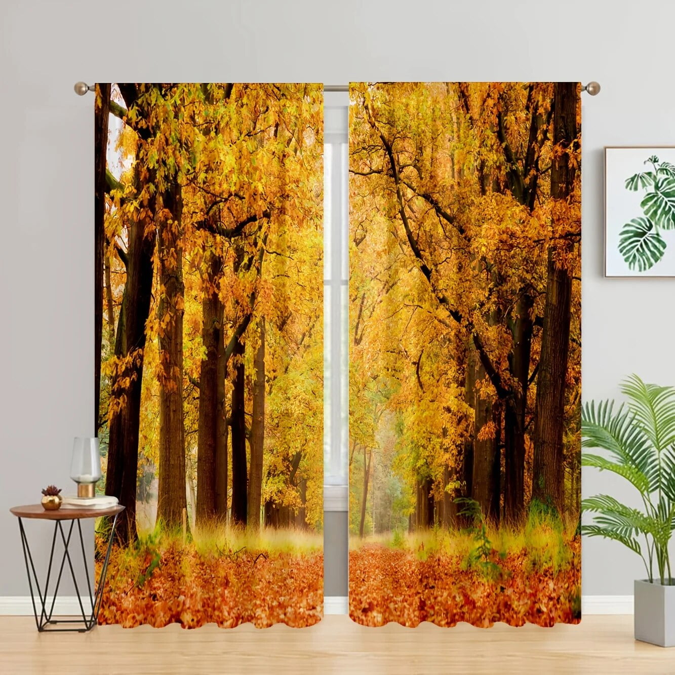 2pcs Landscape Oil Painting Mountains Rivers And Forests Rod Pocket ...