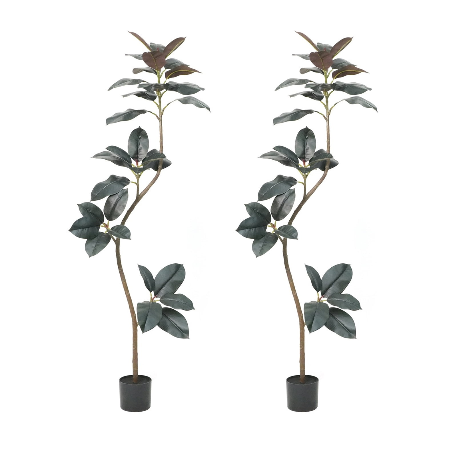 2pcs Large Artificial Rubber Tree, Realistic Rubber Tree with Lifelike ...