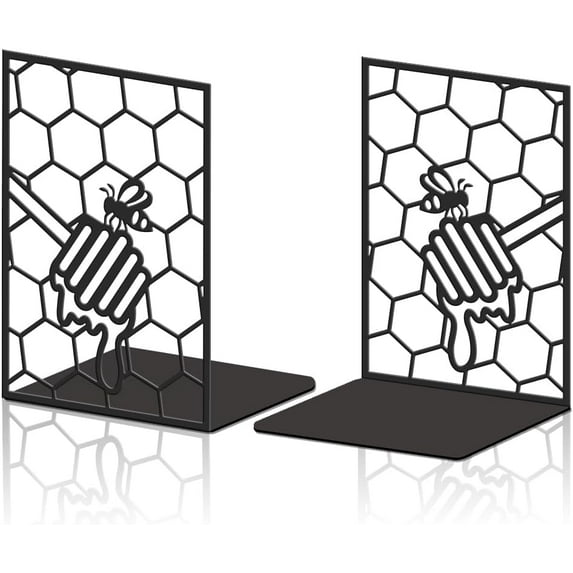 2pcs Large Book End Honeycomb and Bee Heavy Duty Bookends Decorative ...