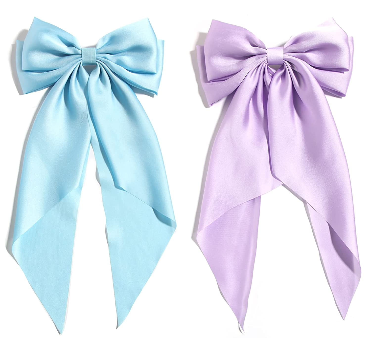 2pcs Large Hair Bows for Women Big Bow Clip Girl Scarf French Barrette ...