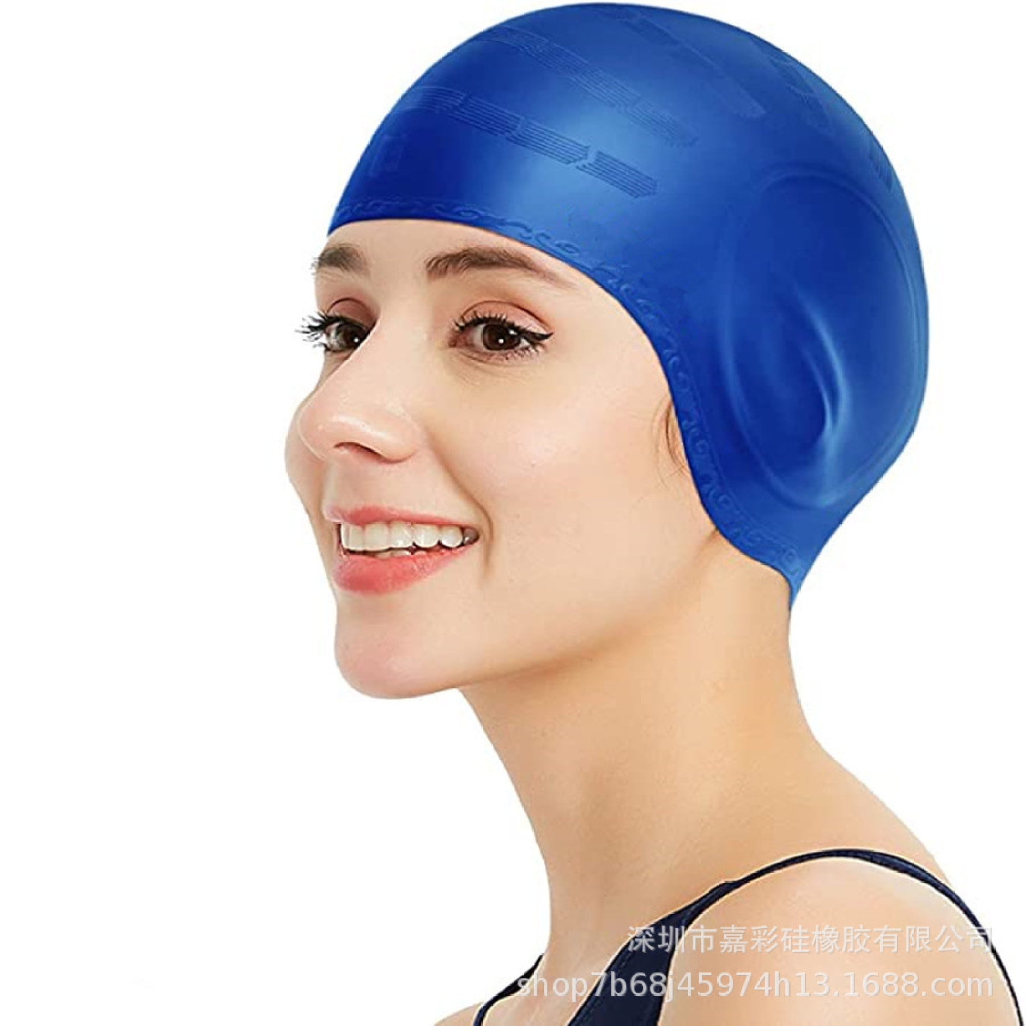 2pcs Large Silicon Swimming Cap Cover Ears 3D Design Bath Shower Cap ...