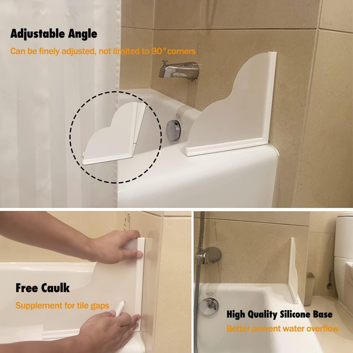 2pcs Large Tub Water Splash, Shower Splash Guard, Guard with Self ...