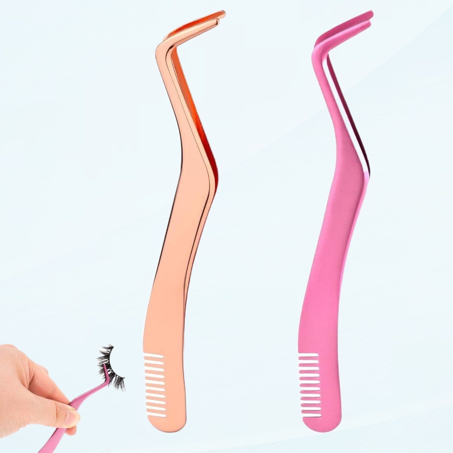 2pcs Lash Tweezers Set, Upgraded Stainless Steel 2 in 1 Eyelash ...