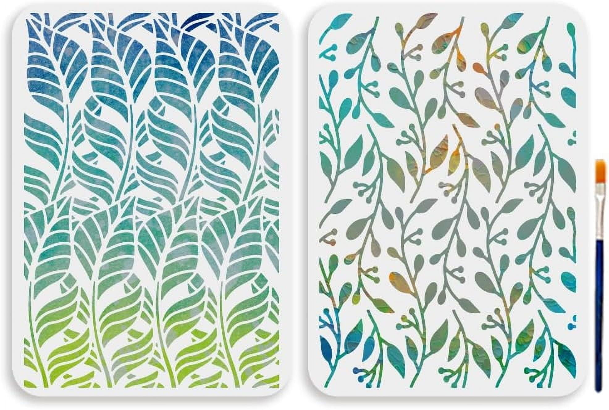 2pcs Leaf Branch Stencil 11.7x8.3inch Nature Leaf Vine Wall Art Stencil ...