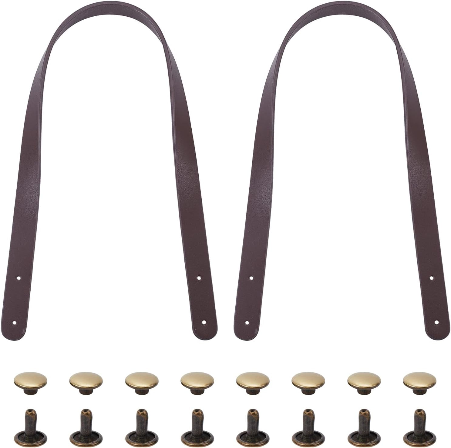 2pcs Leather Purse Handle Strap with Rivets 21.65 Inch Short Leather ...