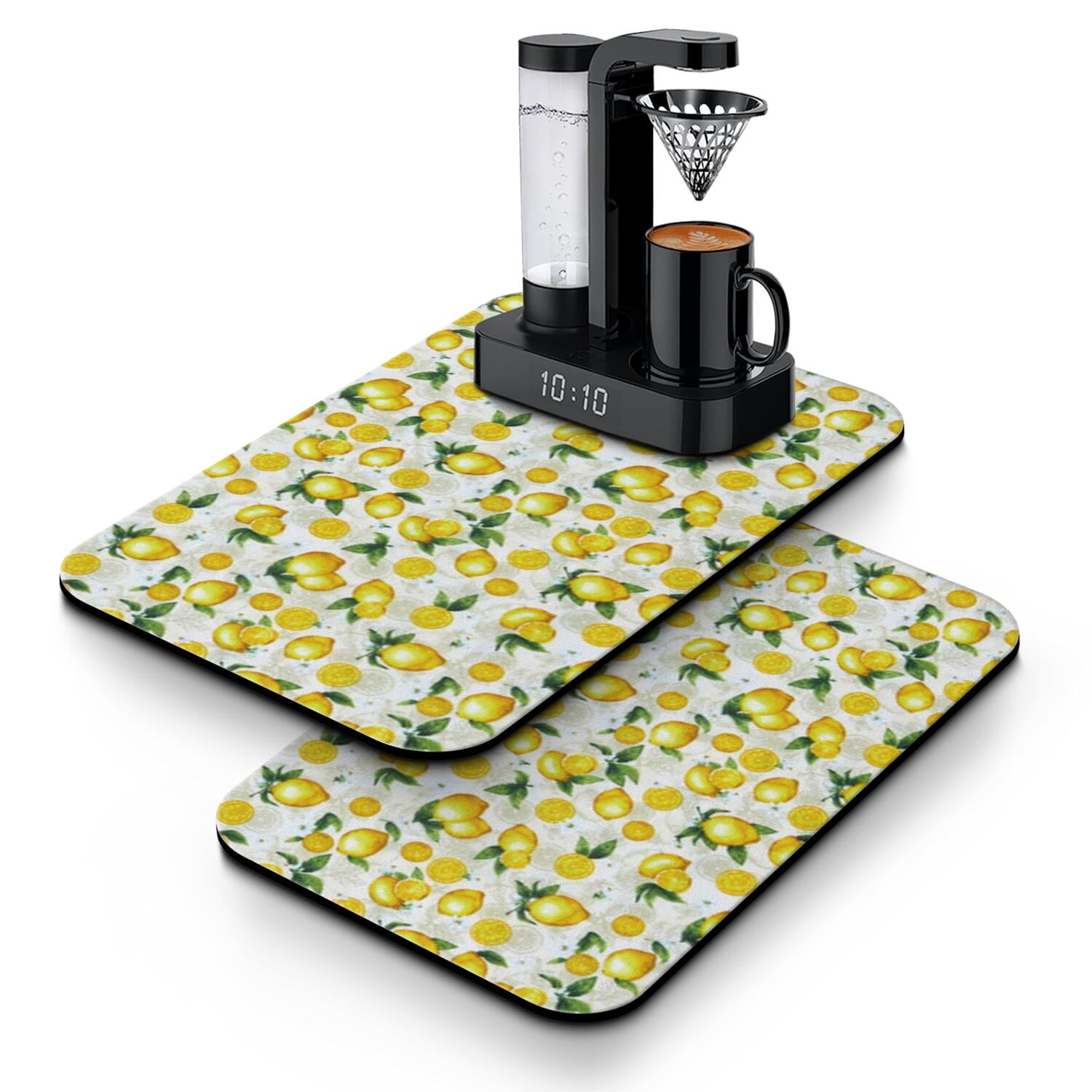 2pcs Lemons and Bees Coffee Maker Mat - Bright Summer Design Non-Slip ...
