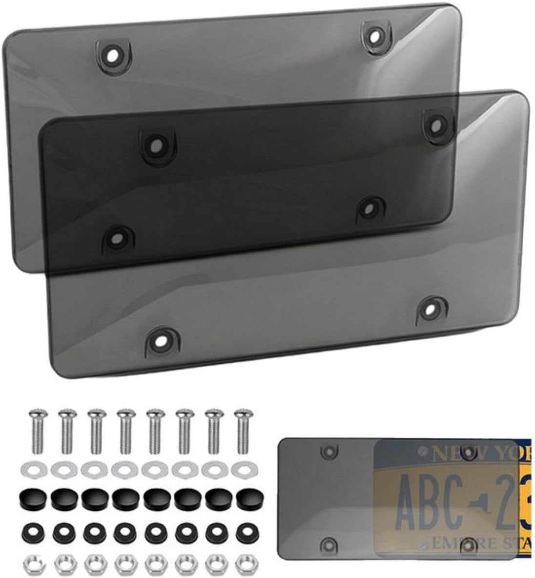 Walmart 2pcs Unbreakable Black License Plate Protector Covers with ...