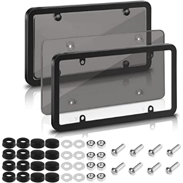 2pcs License Plate Protector Black License Plate Covers, Unbreakable ...