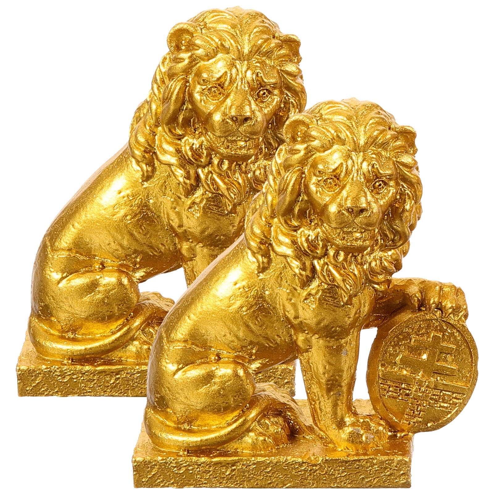 HOMEMAXS Golden Resin Lion Statue for Decor Use Durable and Lifelike ...