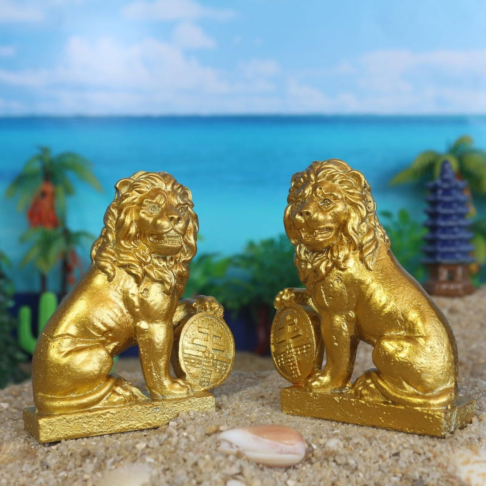 2pcs Lion Sculpture Resin Desktop Lion Statue Vivid Lion Model Lion ...