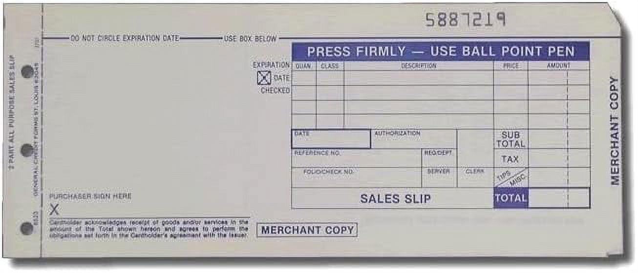 2pcs Long Credit Card Sales Slips (Pack of 100) - Walmart.com