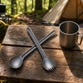 2pcs Long Handle Food-Grade Titanium Spoon & Spork Set, Ultralight ...