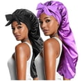 2pcs Long Satin Bonnets with Tie Band, Large Braid Bonnet Silky Hair ...