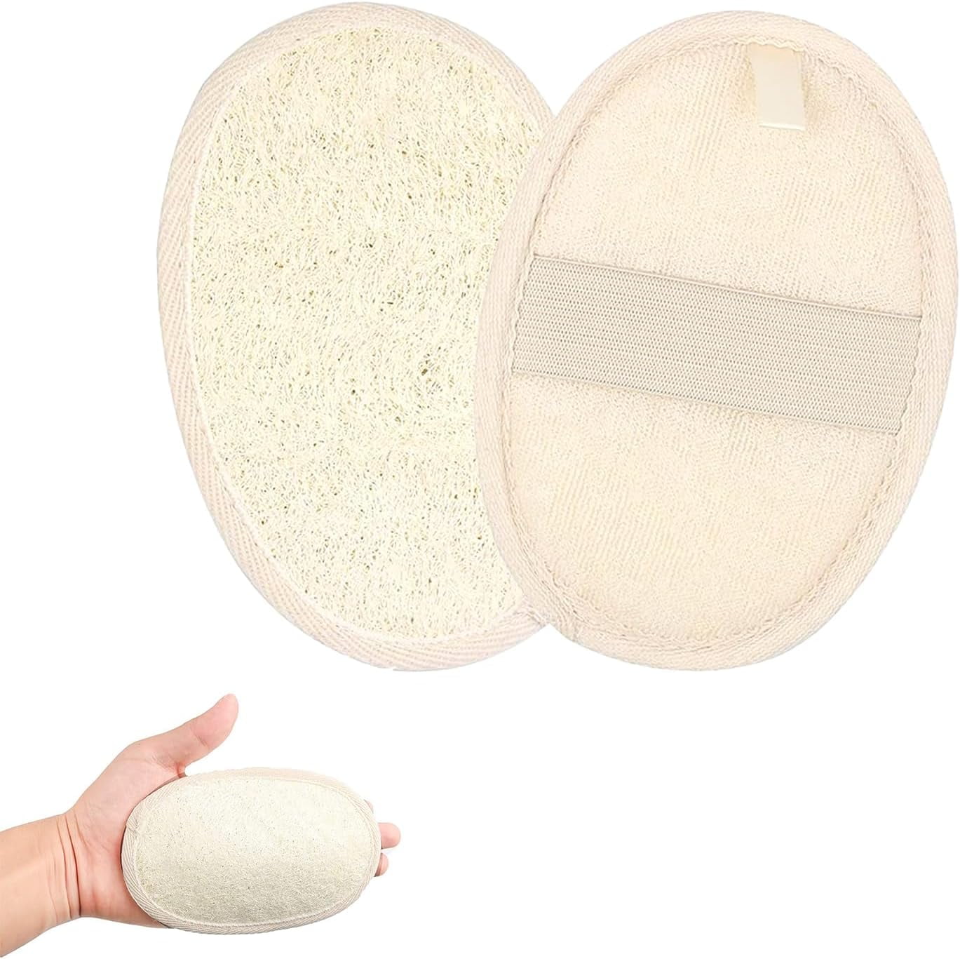 2pcs Loofah Exfoliating Back Scrubber with Natural Luffa Pads,Natural ...