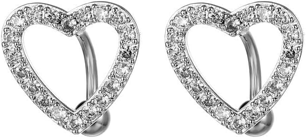 2pcs Love Heart Belly Button Rings Crystal CZ Pave Top Down 14G ...