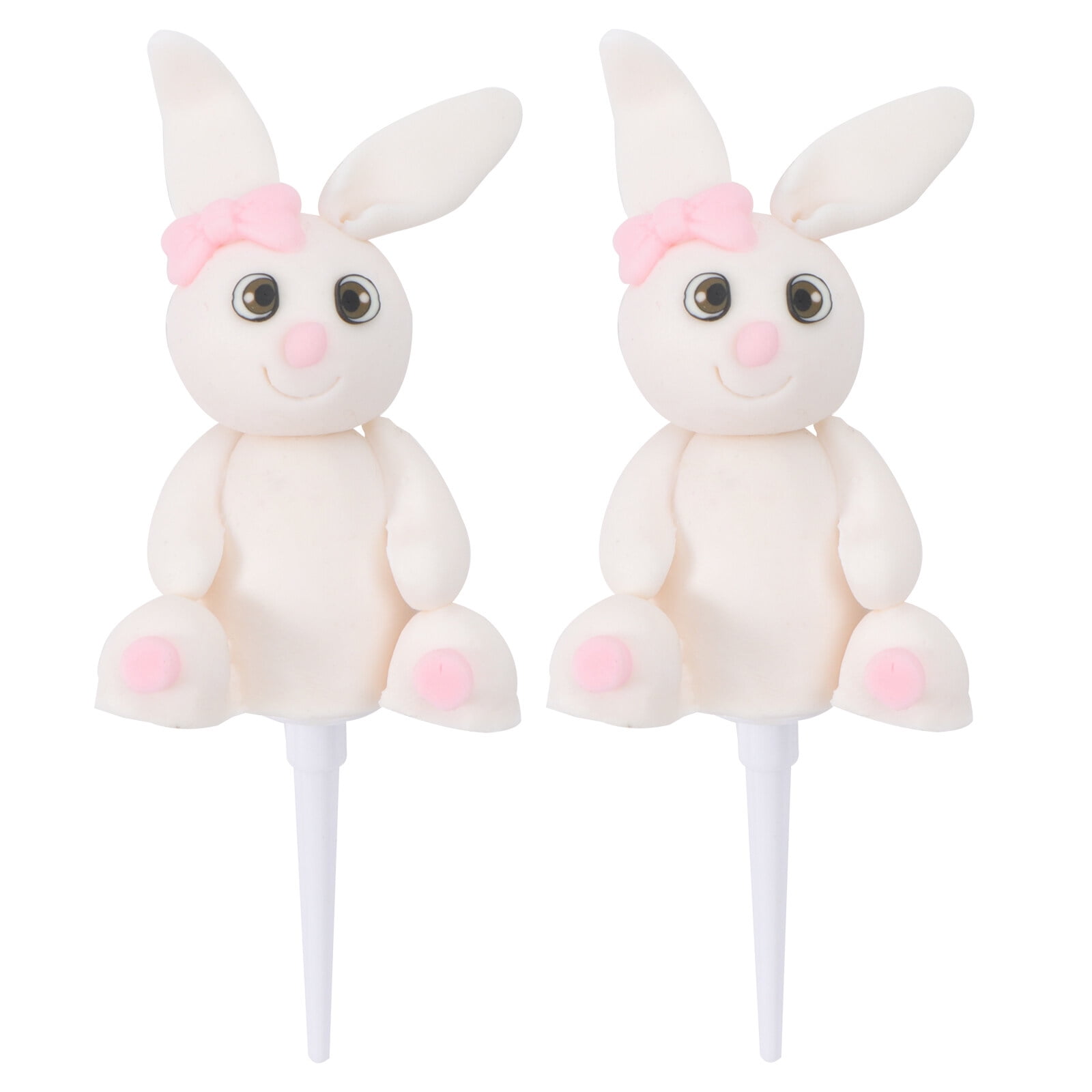 2pcs Lovely Bunny Cake Toppers Birthday Party Cake Adornments (Assorted ...