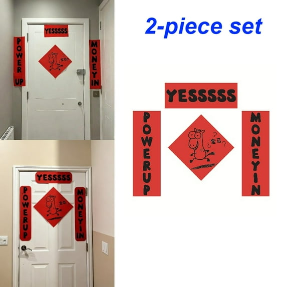 2pcs Lunar New Year Door Banners with Golden Horse & Fu Character for ...