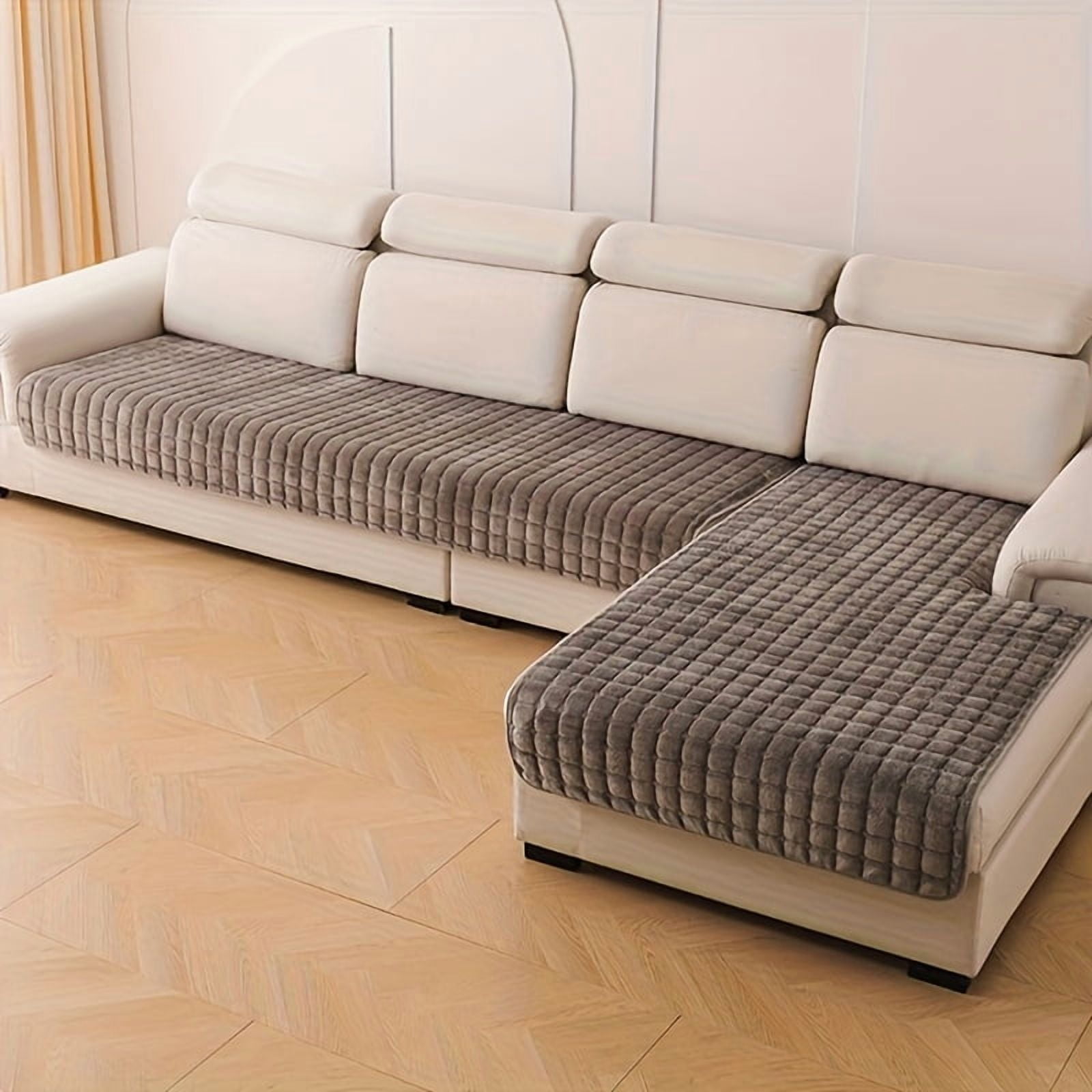 2pcs Luxurious Quilted Flannel Velvet Sofa Cover,Soft And Durable ...