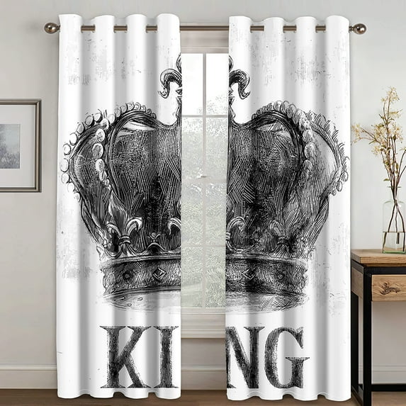 2pcs Luxury Red Flower King Crown Curtains Blinds Window Treatment for Bedroom Office Kitchen ...