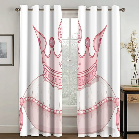 2pcs Luxury Red Flower King Crown Curtains Blinds Window Treatment for Bedroom Office Kitchen ...