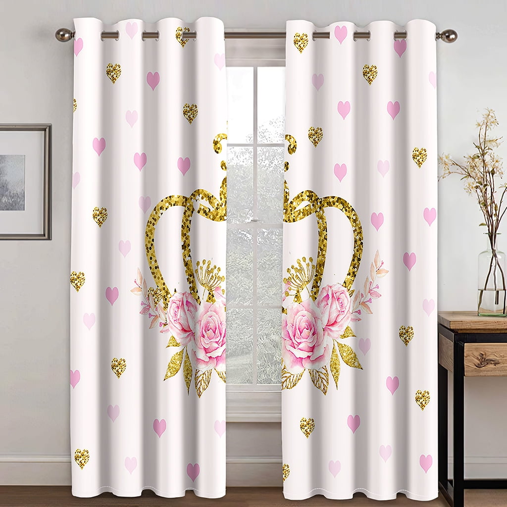 2pcs Luxury Red Flower King Crown Curtains Blinds Window Treatment for ...