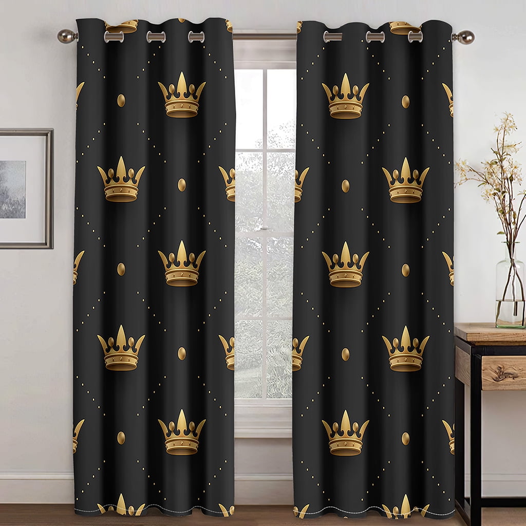 2pcs Luxury Red Flower King Crown Curtains Blinds Window Treatment for Bedroom Office Kitchen ...