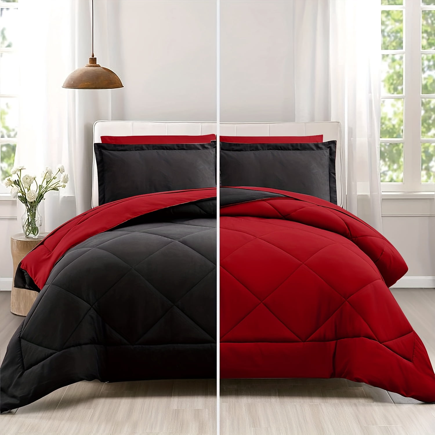 2pcs Luxury Reversible Color Comforter Sets, Twin High Quality ...