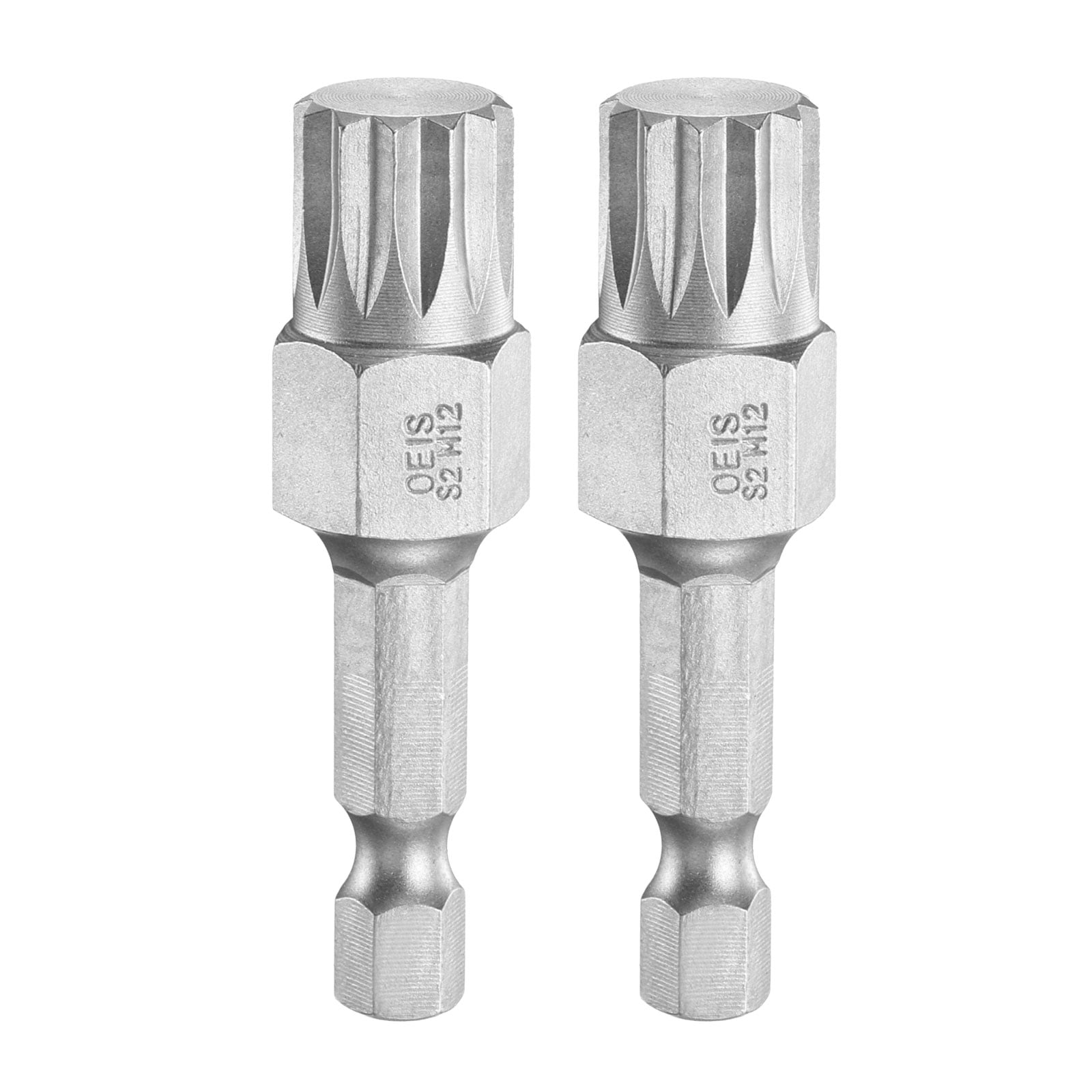 2pcs M12 Triple Square Spline Bit 1/4" Hex Shank 2" (50mm) Long ...