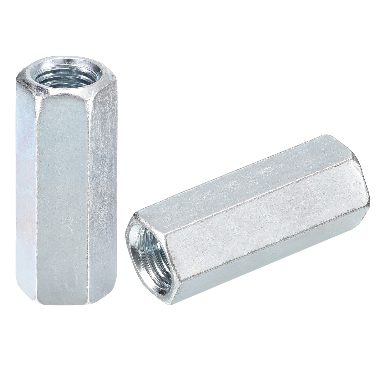 2pcs M14x19x50mm Coupling Nuts - Galvanized Carbon Steel Hex Threaded ...