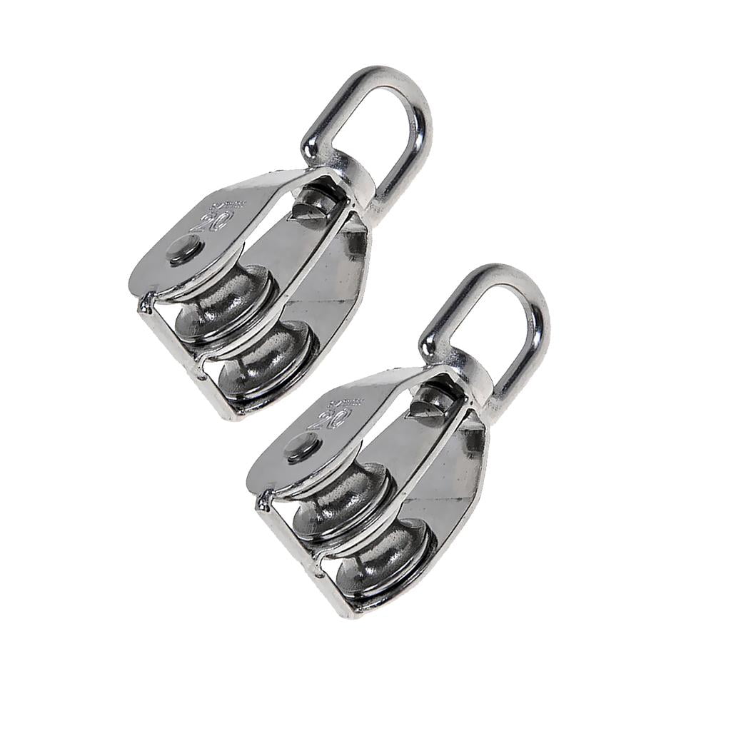 2pcs M20 Stainless Steel Double Pulley Rope Pully Swivel Block Lifting ...