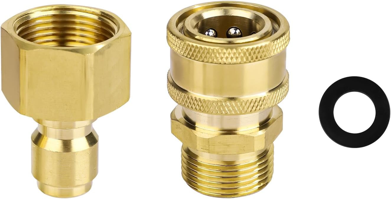 2pcs M22-14mm to 1/4in Pressure Washer Adapter Set, Brass Pressure ...