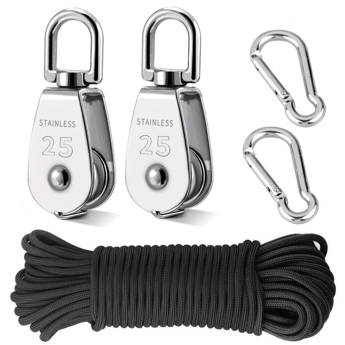 TooTaci M25 Pulley System, Heavy Duty Block and Tackle Pulley Wheel ...
