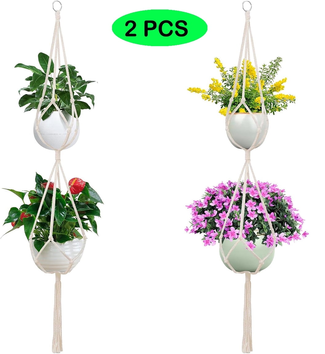 2pcs Macrame Plant Hangers, Hanging Planters for Indoor Plants Hanger,2 ...