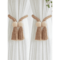 2pcs Magnetic Curtain Tiebacks - Minimalist Brown Wooden Tassel Curtain ...