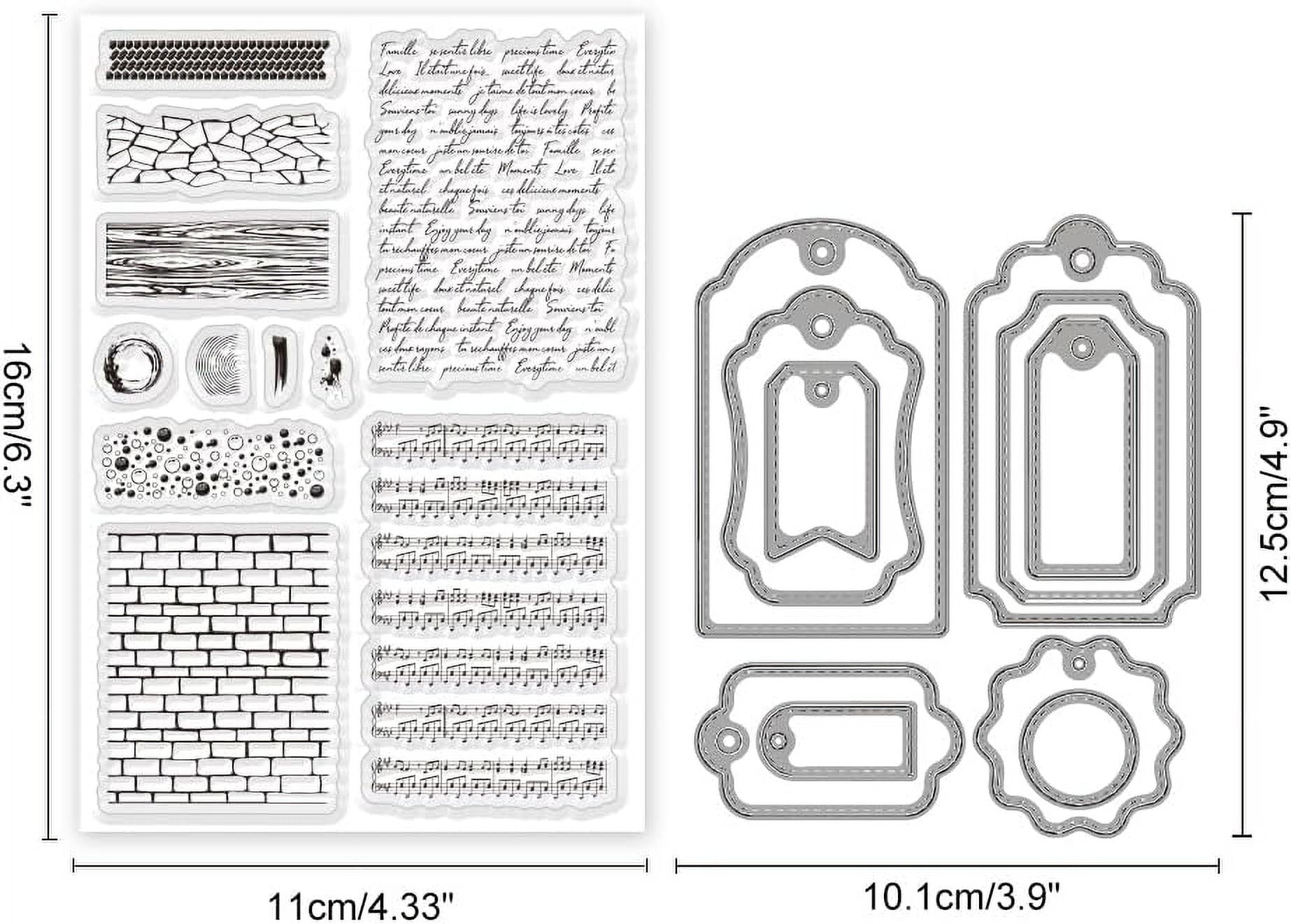 2pcs Marble Texture Clear Stamps and Dies Music Note Silicone Stamp Tag ...