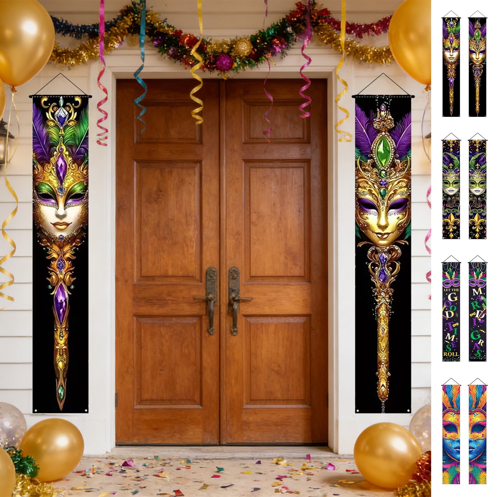 2pcs Mardi Gras Carnival Hanging Flags & Banners - Fade-Resistant ...