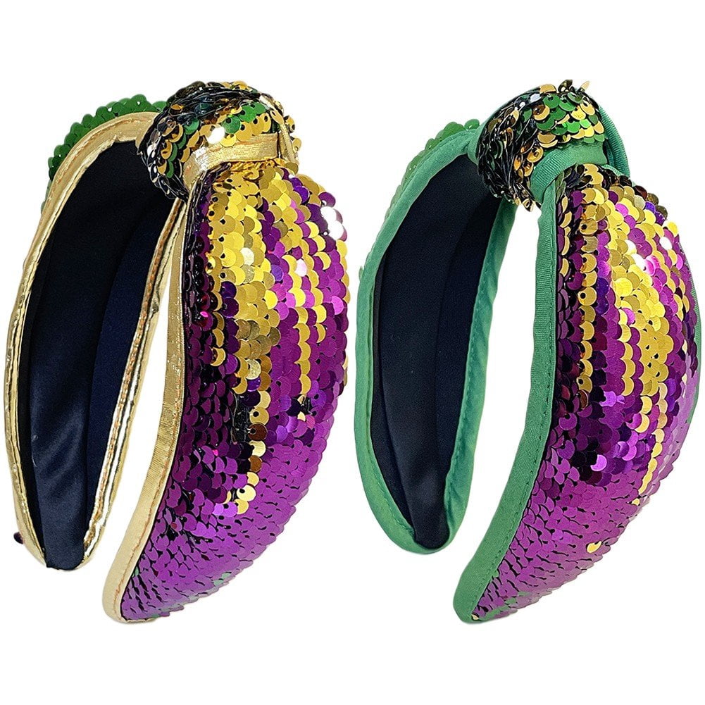 2pcs Mardi Gras Headband for Women Mardi Gras Masks Knotted Headband ...