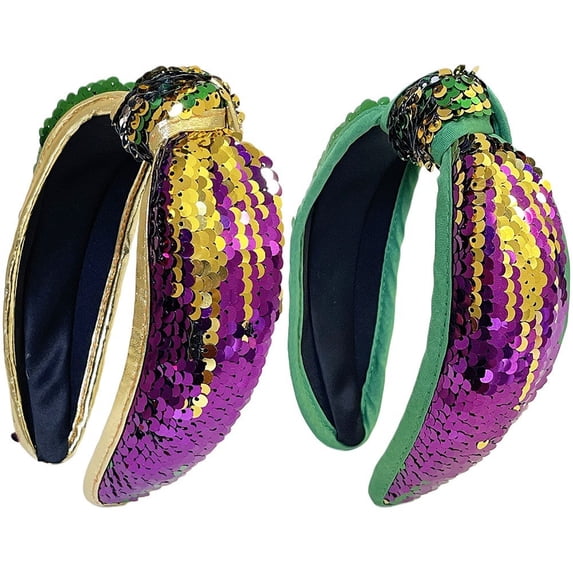 2pcs Mardi Gras Headband for Women Mardi Gras Masks Knotted Headband ...