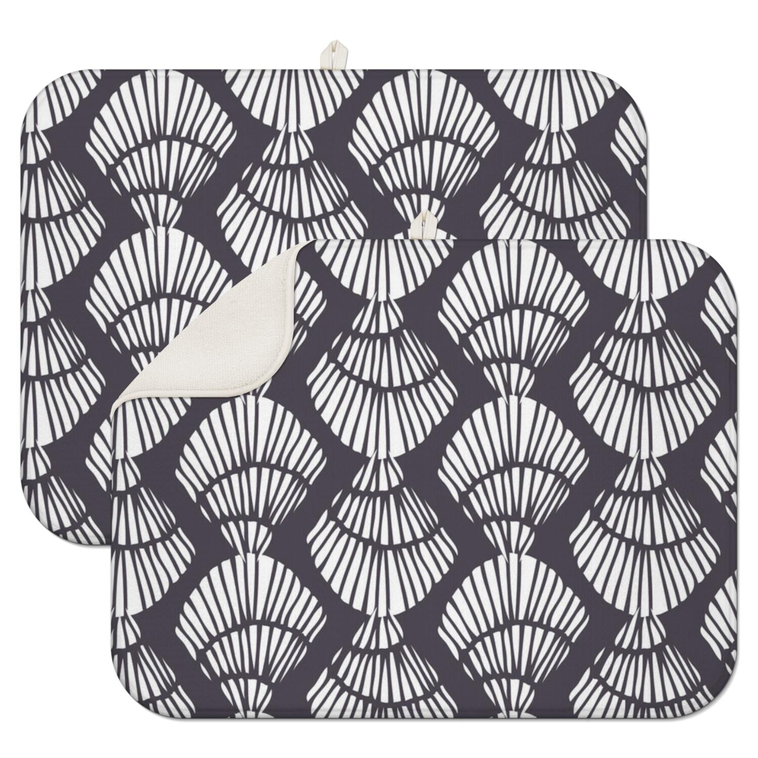 2pcs Marine Life Drying Mat, Starfish & Coral Print Absorbent Dish ...