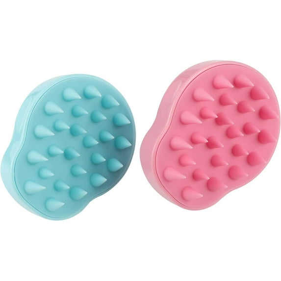 2pcs Massage Shampoo Brush Bath Scrubber Silicone Hair Brush Scalp Comb ...