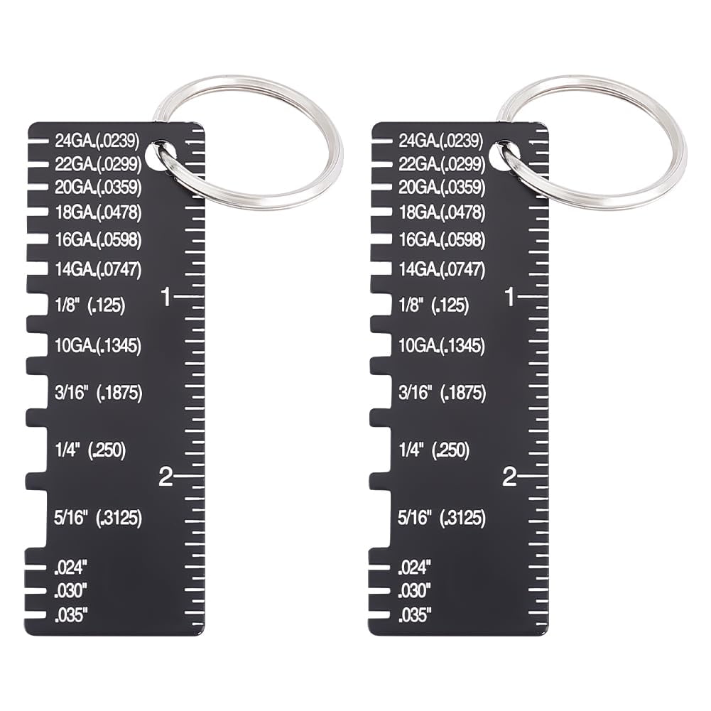 2pcs Measuring Rulers Sheet Stainless Steel Thickness Gauge One Sided ...
