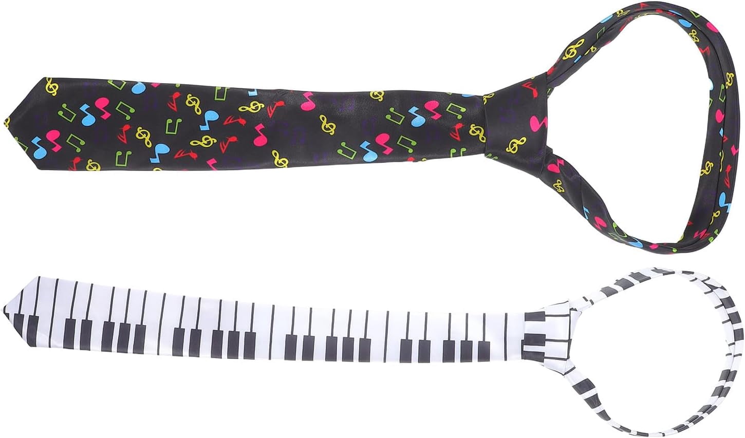 2pcs Men’s Novelty Neckties Music Note Tie and Piano Key Tie Set Casual ...
