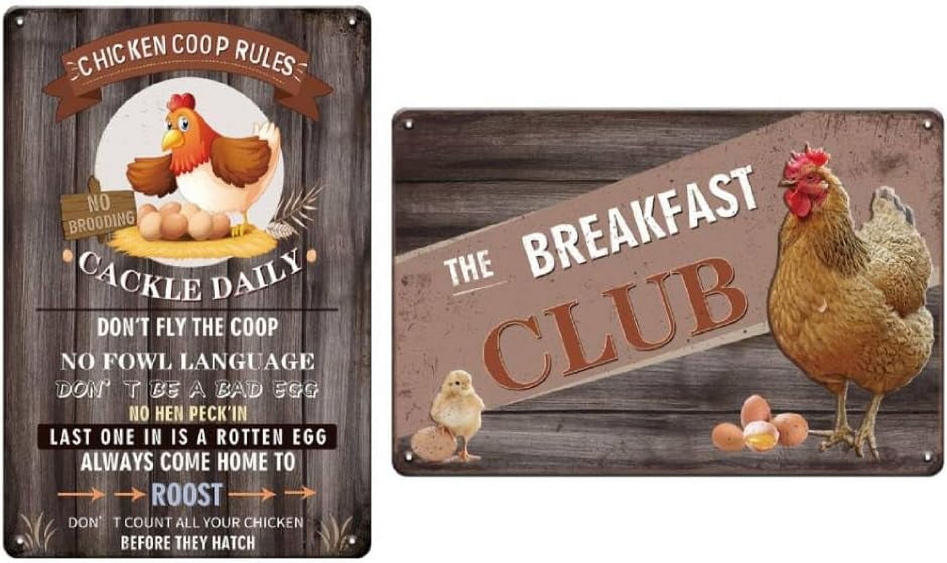 2pcs Metal Chicken Signs for Coop Funny Outdoor - Vintage Tin Sign for ...