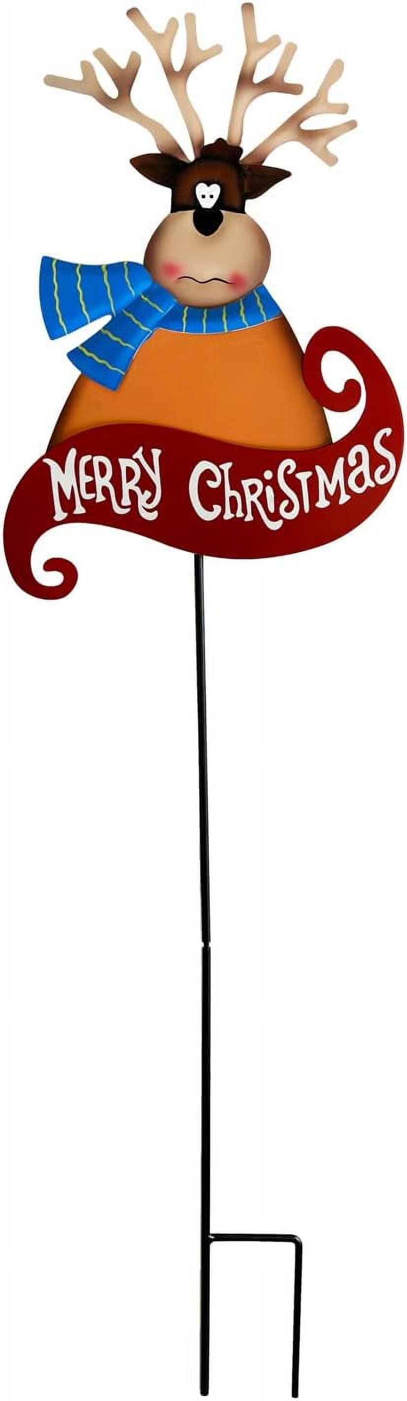 2pcs Metal Christmas Yard Stake Winter Holiday Garden Stakes for Lawn ...